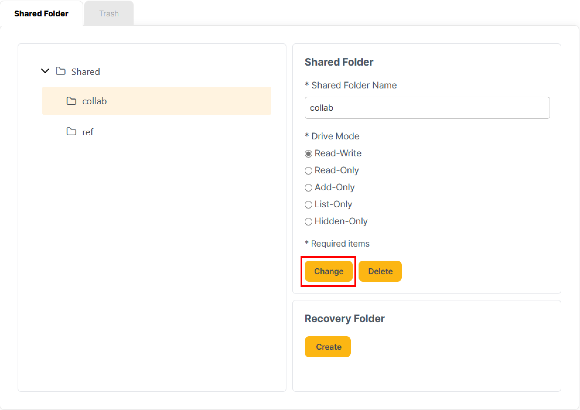 Change and delete Shared folder – FilingBox Help Center