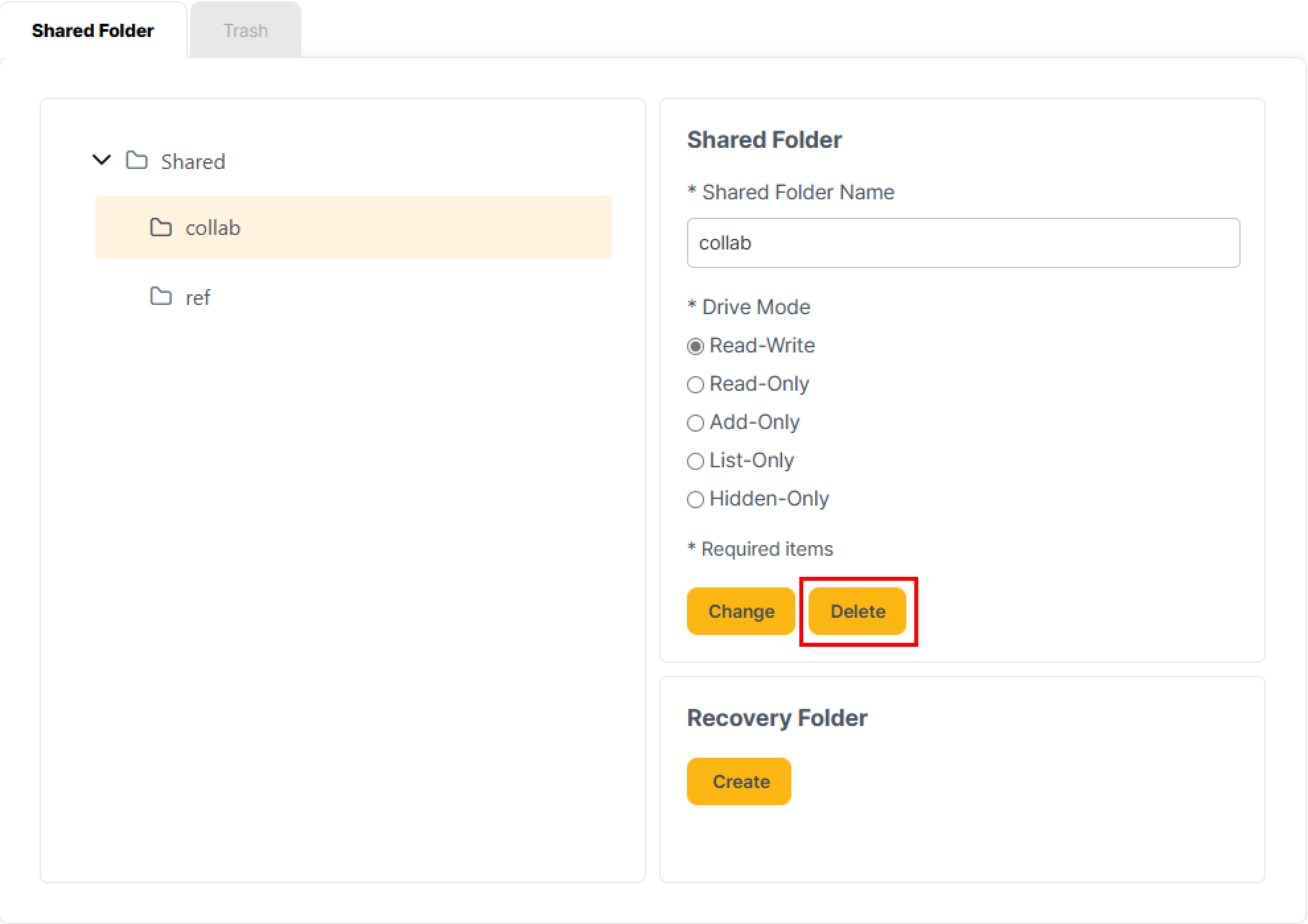 Change and delete Shared folder – FilingBox Help Center